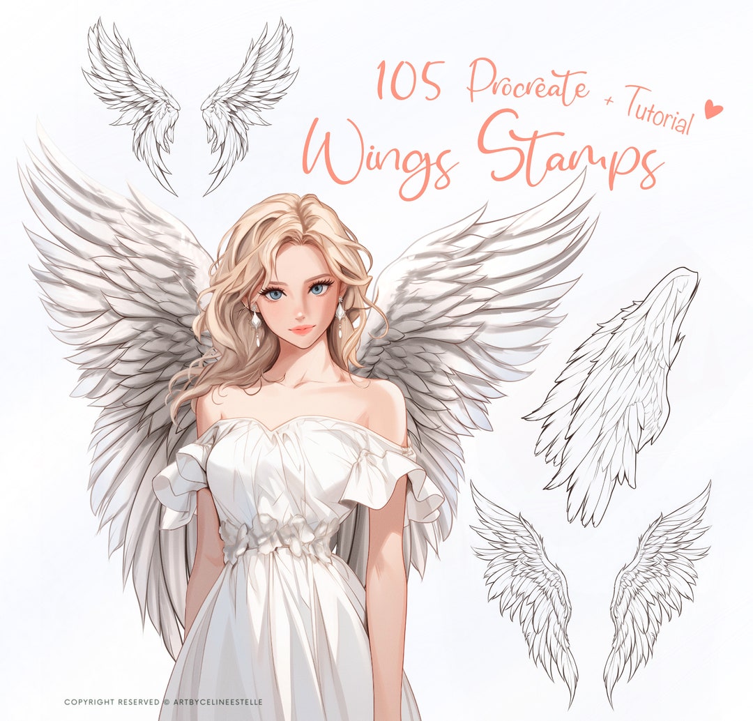 105 Procreate Wings Stamps, Wings Stampset, Wings Brushes, Feather ...