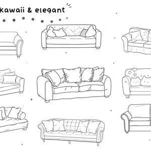 50 Couch Interior Procreate Stamps, Procreate Sofa Stampset, Procreate ...