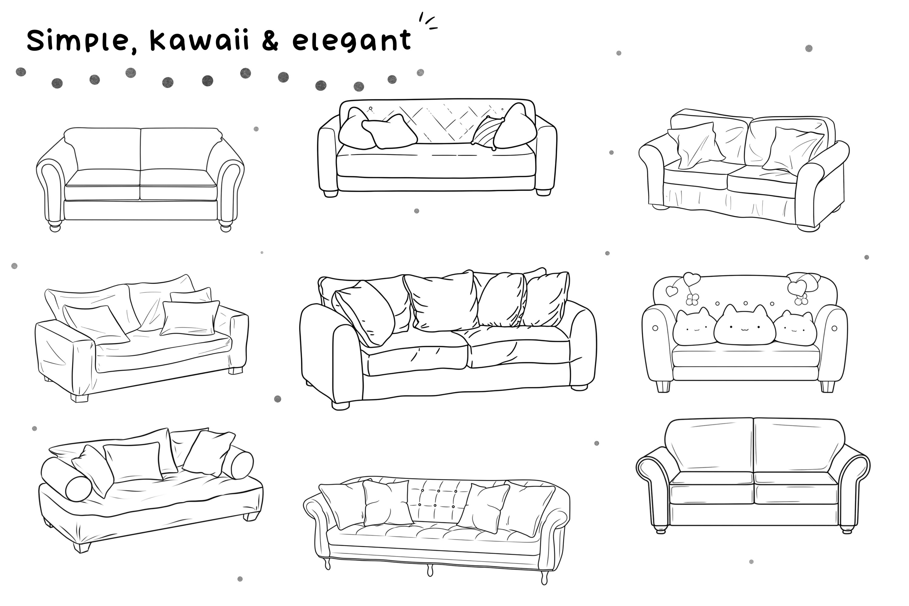 50 Couch Interior Procreate Stamps Procreate Sofa Stampset - Etsy