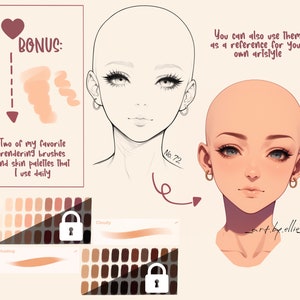 171 Female Base Head Procreate Stamps, Anime Female Face Stamps ...