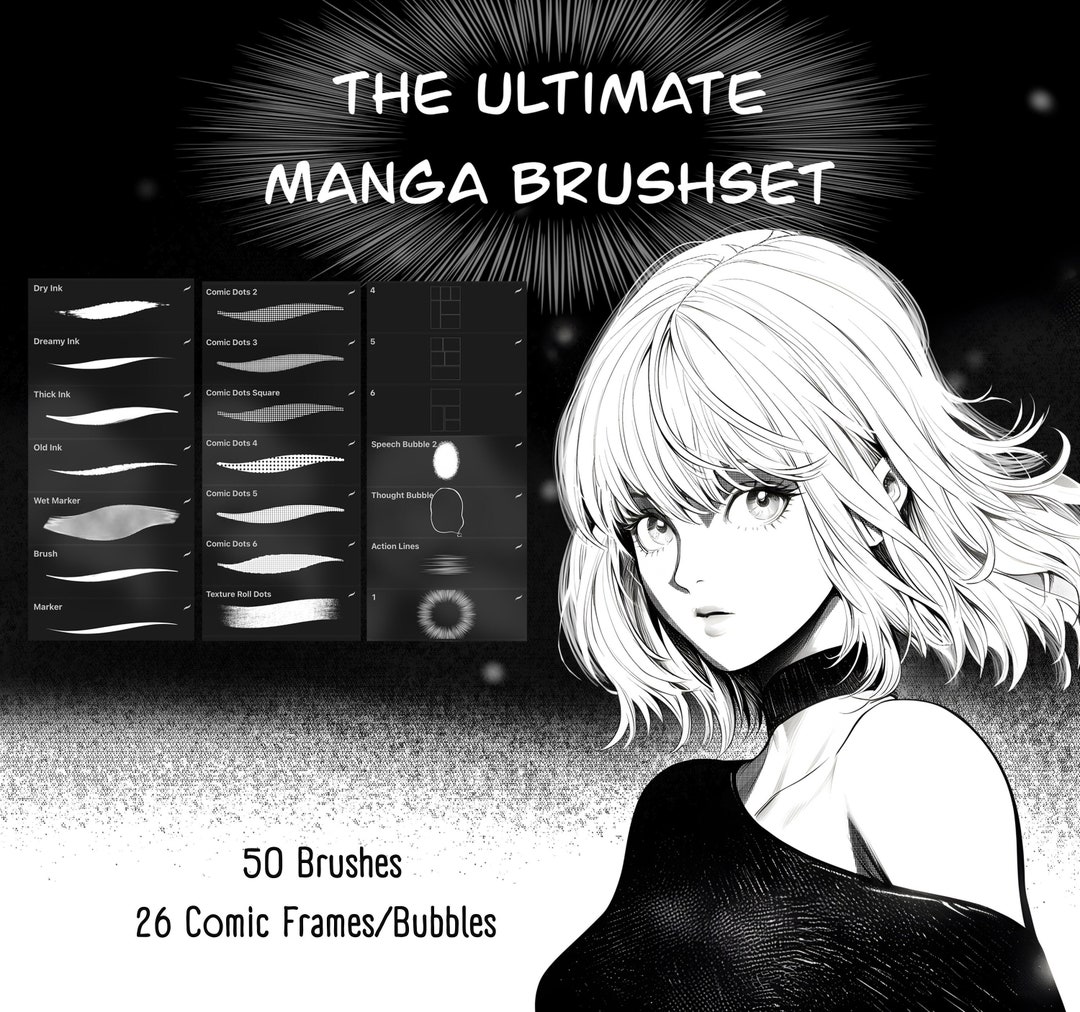 Comic Manga Procreate Brushset, Anime Brushset, Comic Stamps, Procreate ...