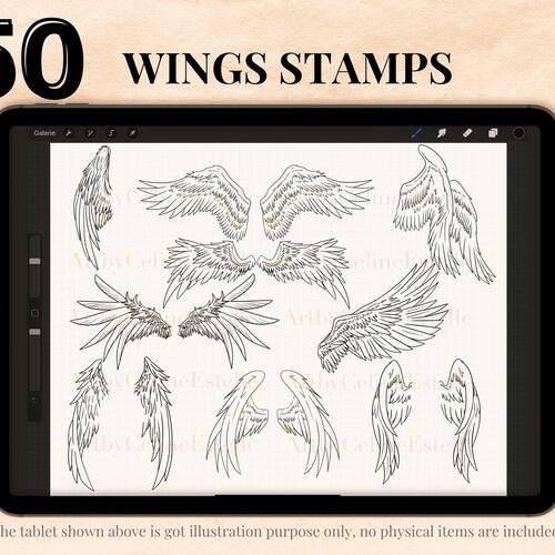 50 Procreate Angel Wings / Wings Stamps / Stamp Brushes - Etsy