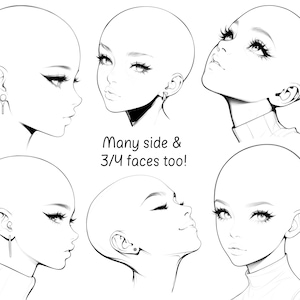 171 Female Base Head Procreate Stamps, Anime Female Face Stamps ...