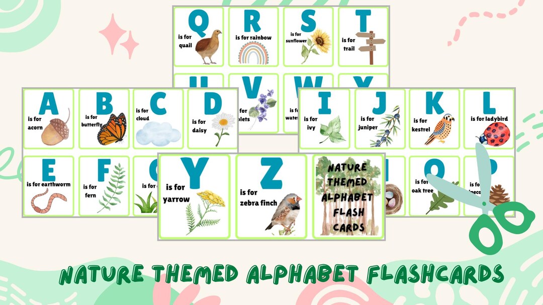Nature Alphabet Flashcards - Etsy