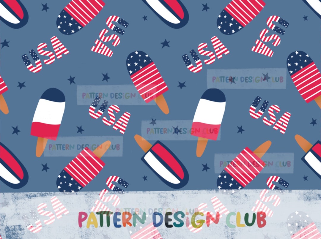 July 4th Summer Popsicles Seamless Pattern File, Fourth of July ...