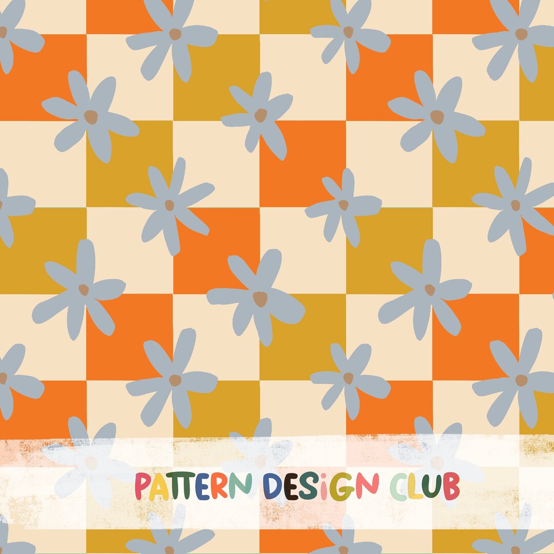 Gingham Daisy Checkered Cottagecore Seamless Pattern Design File for ...