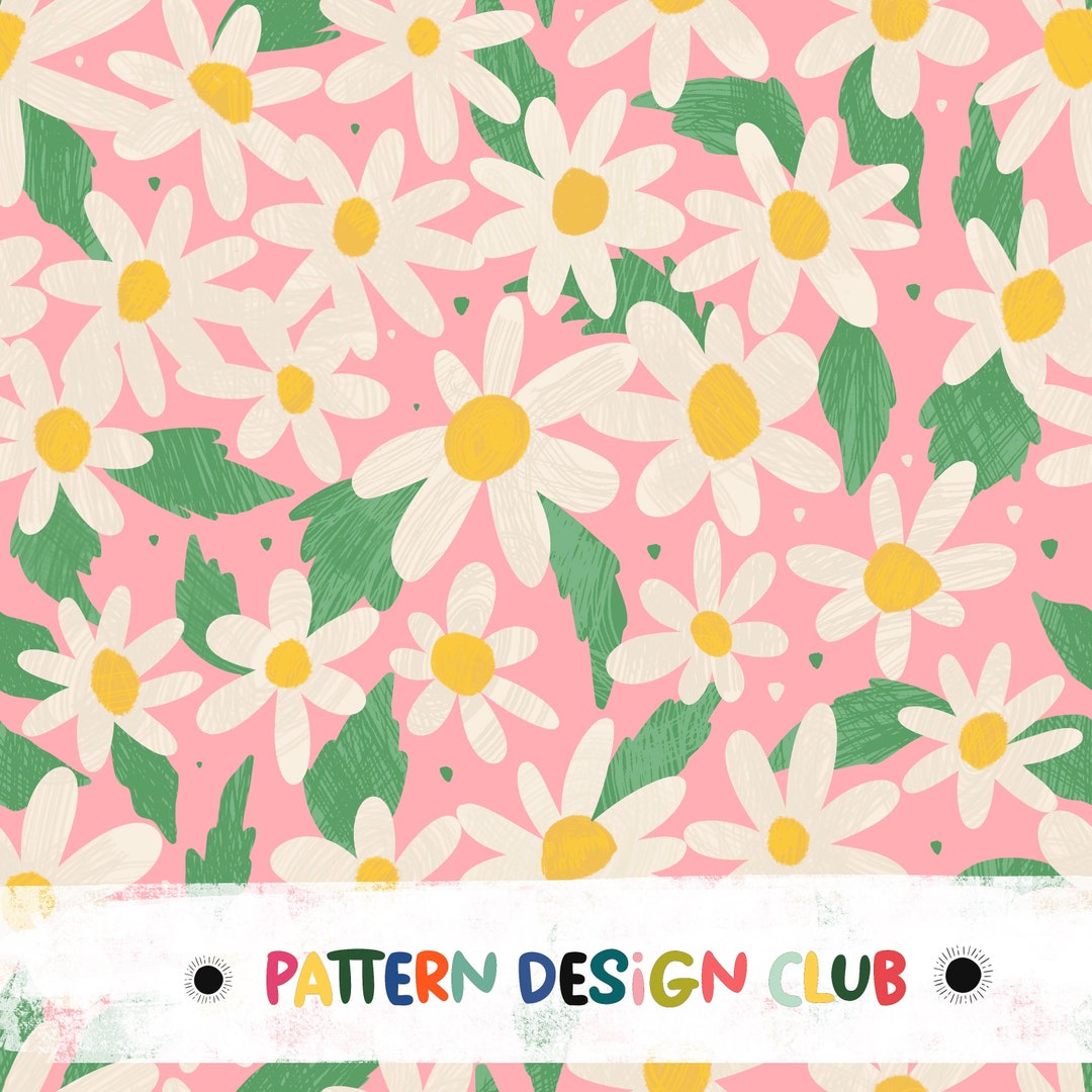 Instant Download - Pretty Daisy Floral Pattern, Surface Pattern Design ...
