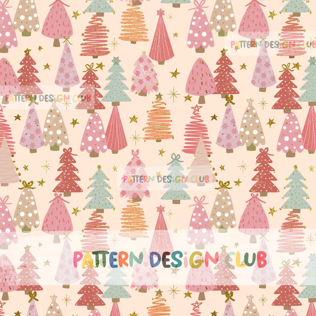 Christmas Trees Seamless Pattern Commercial Use, Winter Seamless ...