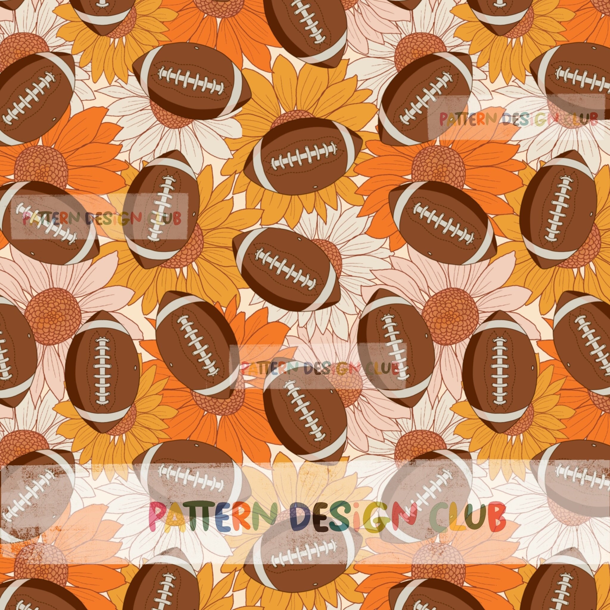 Football Fall Flower Neutral Seamless Digital Pattern File for ...