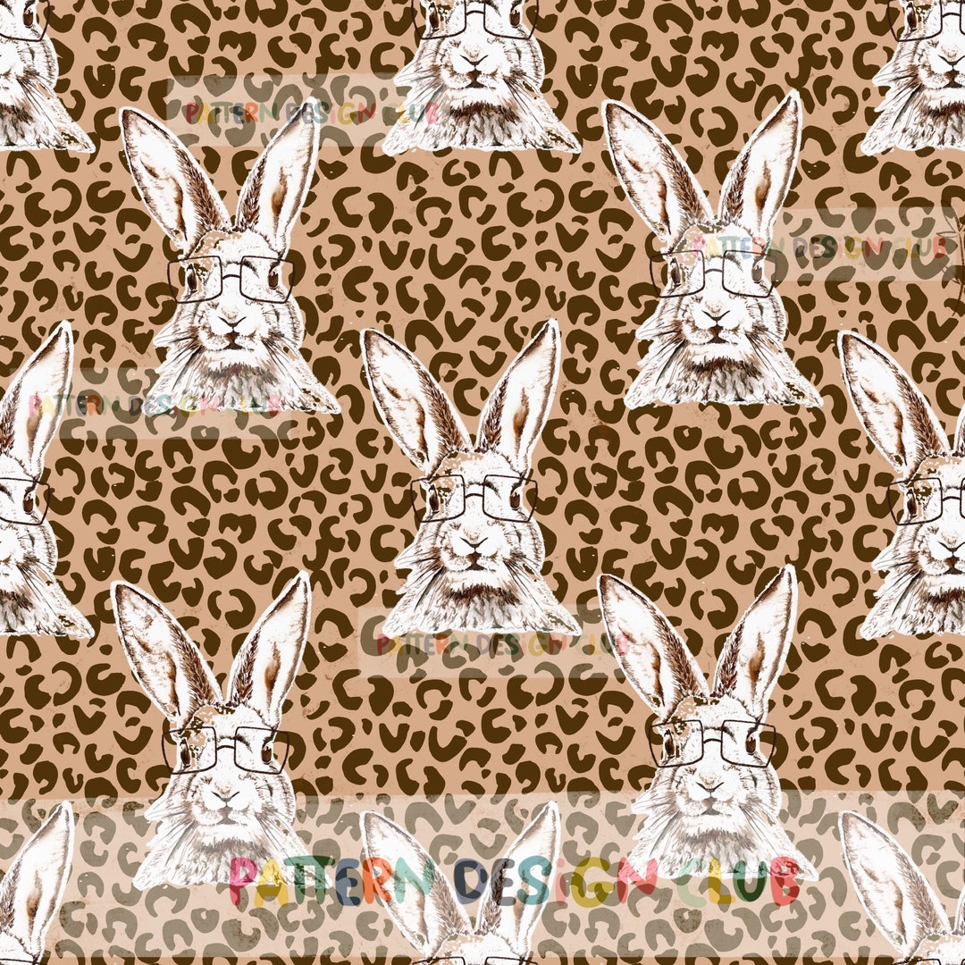 Bunny Easter Leopard Print Seamless Pattern File, Bunny Rabbit Cheetah ...