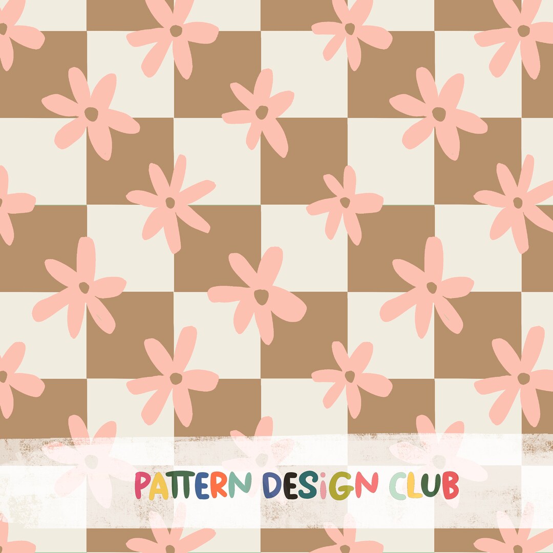 Gingham Daisy Checkered Cottagecore Seamless Pattern Design File for ...