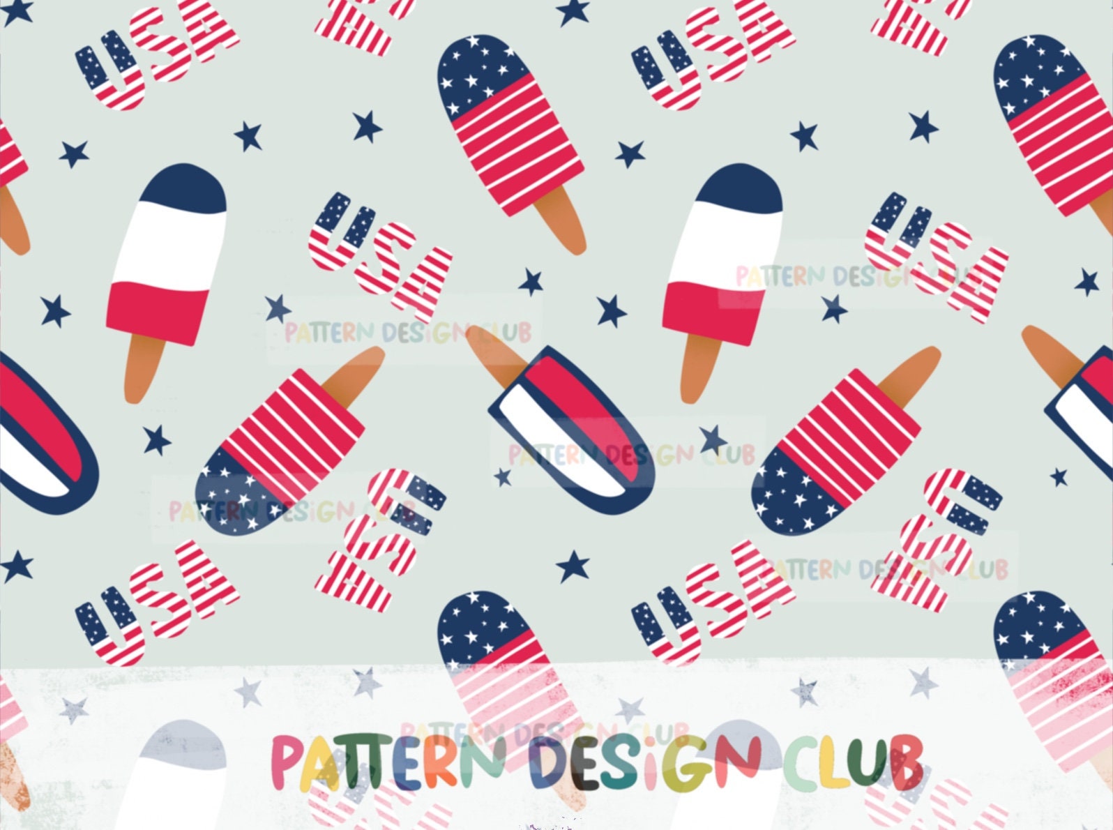 July 4th Summer Popsicles Seamless Pattern File, Fourth of July ...