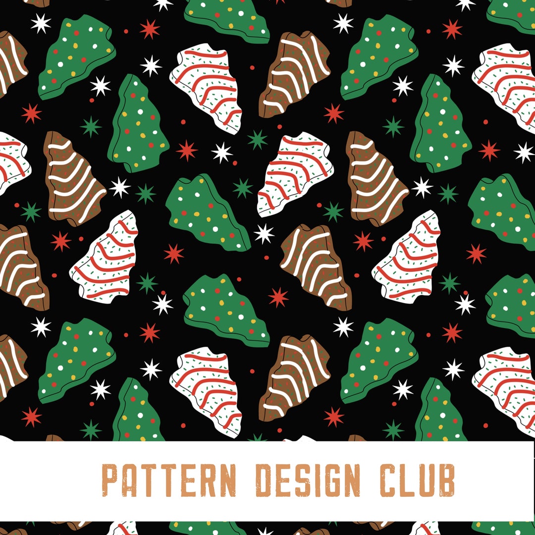 Christmas Tree Cakes Seamless Digital Pattern File, Holiday Snack ...