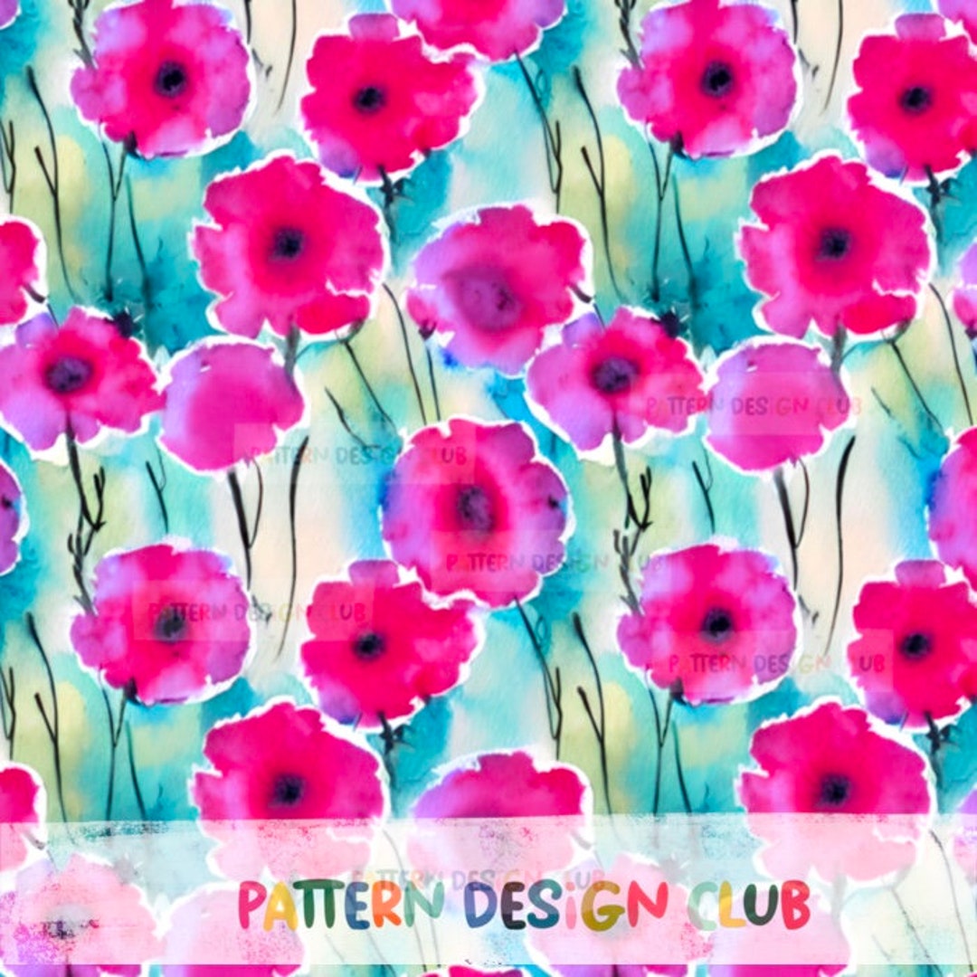 Watercolor Pink Floral Seamless Pattern, Floral Seamless File, Boho ...