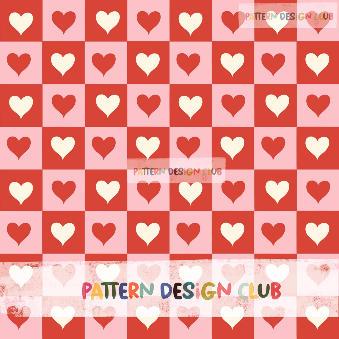 Red Hearts Checkerboard Hearts Seamless Pattern Hearts - Etsy