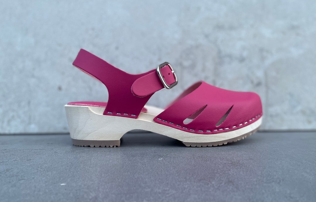 Swedish VEGAN Clogs, Britta Low Heel, Pink. Made in Sweden. - Etsy