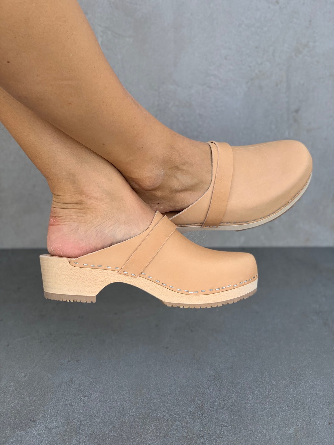 Swedish Clogs, Ingrid Low Heel, Vegetable Tanned Leather. Made in ...