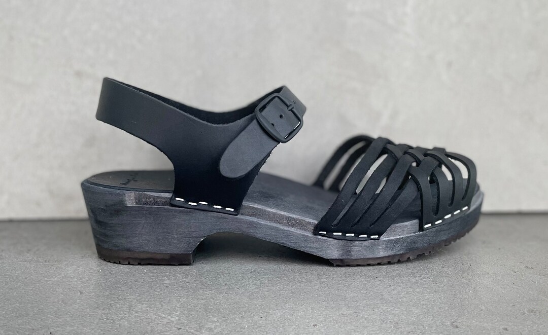 Swedish Clogs, Matilda Low Heel, Black Nubuck. Made in Sweden. - Etsy