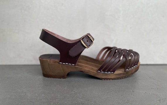 Swedish Clogs Matilda Low Heel Brown. Made in Sweden. - Etsy