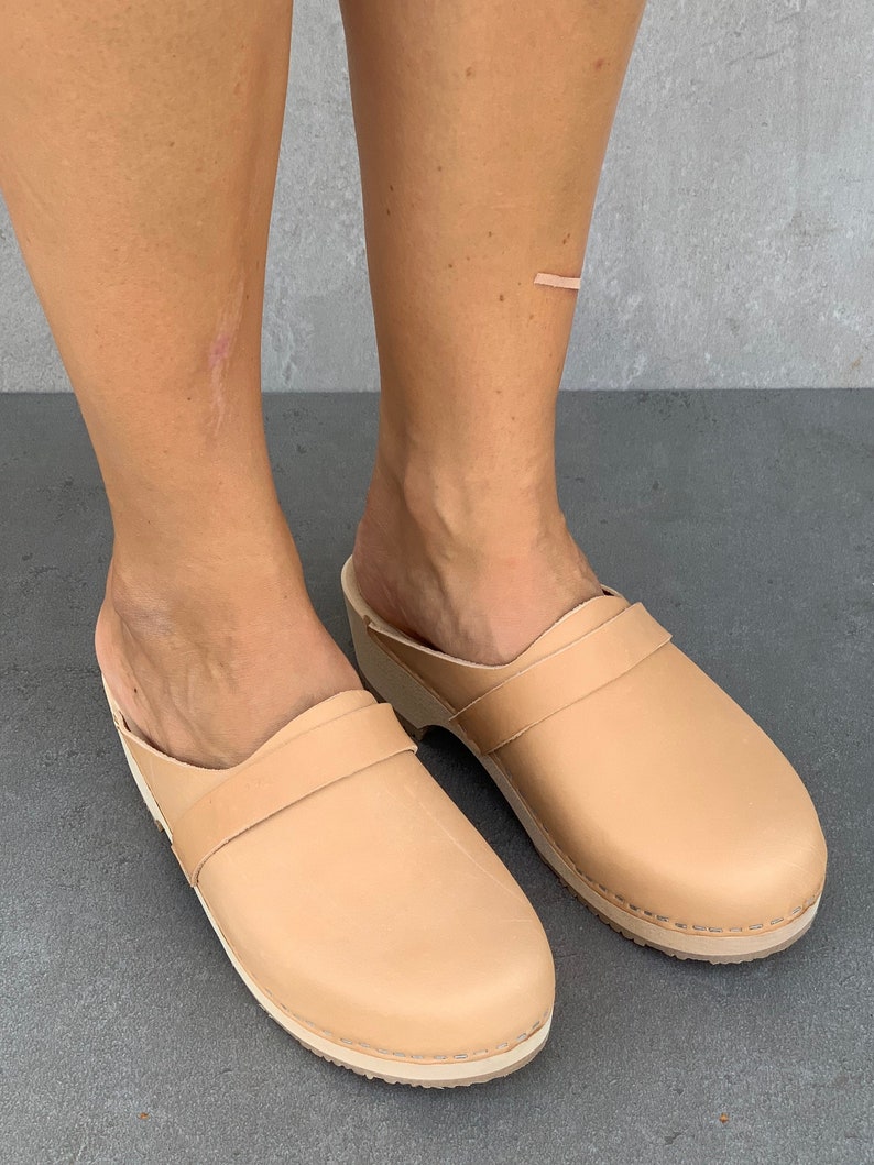 Swedish Clogs Ingrid Low Heel Vegetable Tanned Leather | Etsy