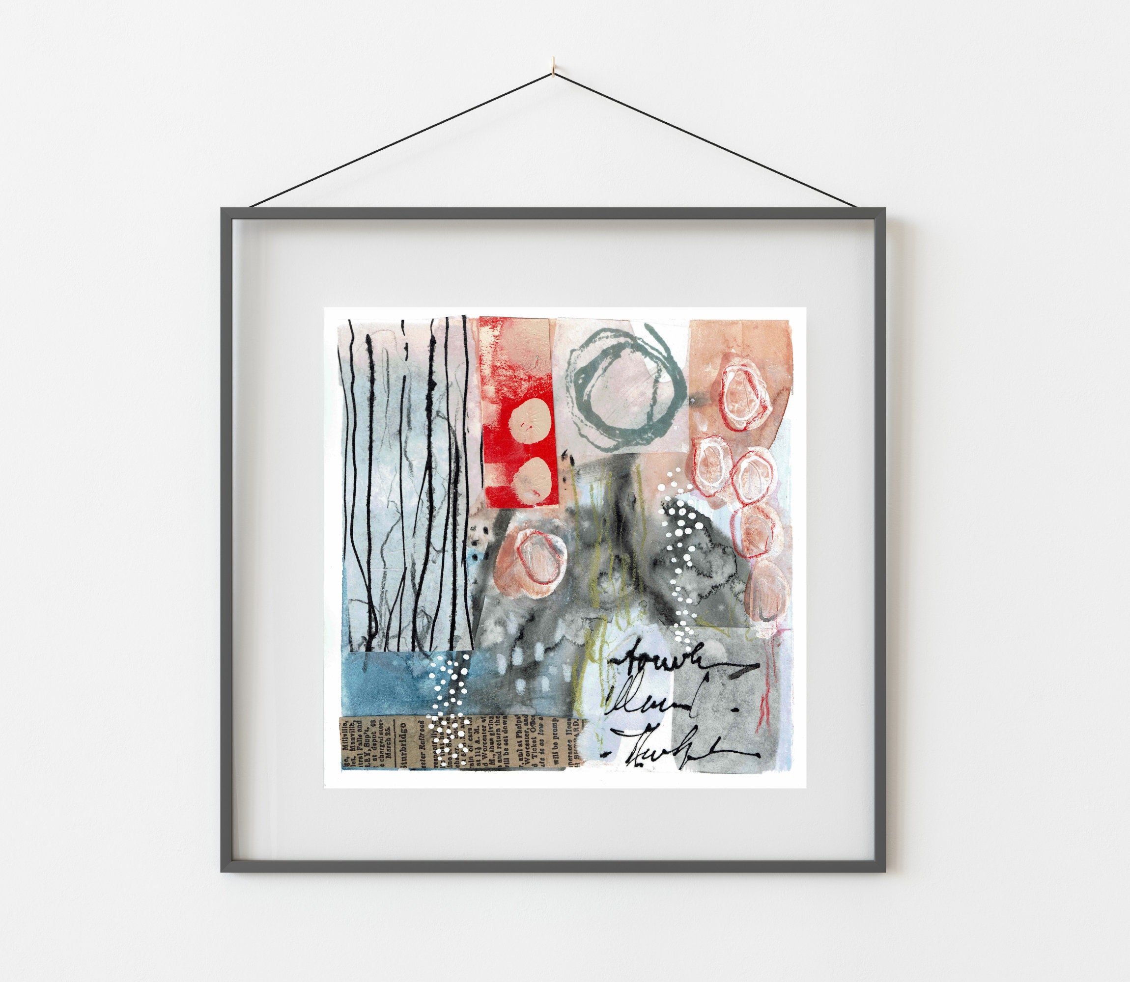 Abstract Collage Art on Paper No 4 Original Watercolour Mixed - Etsy