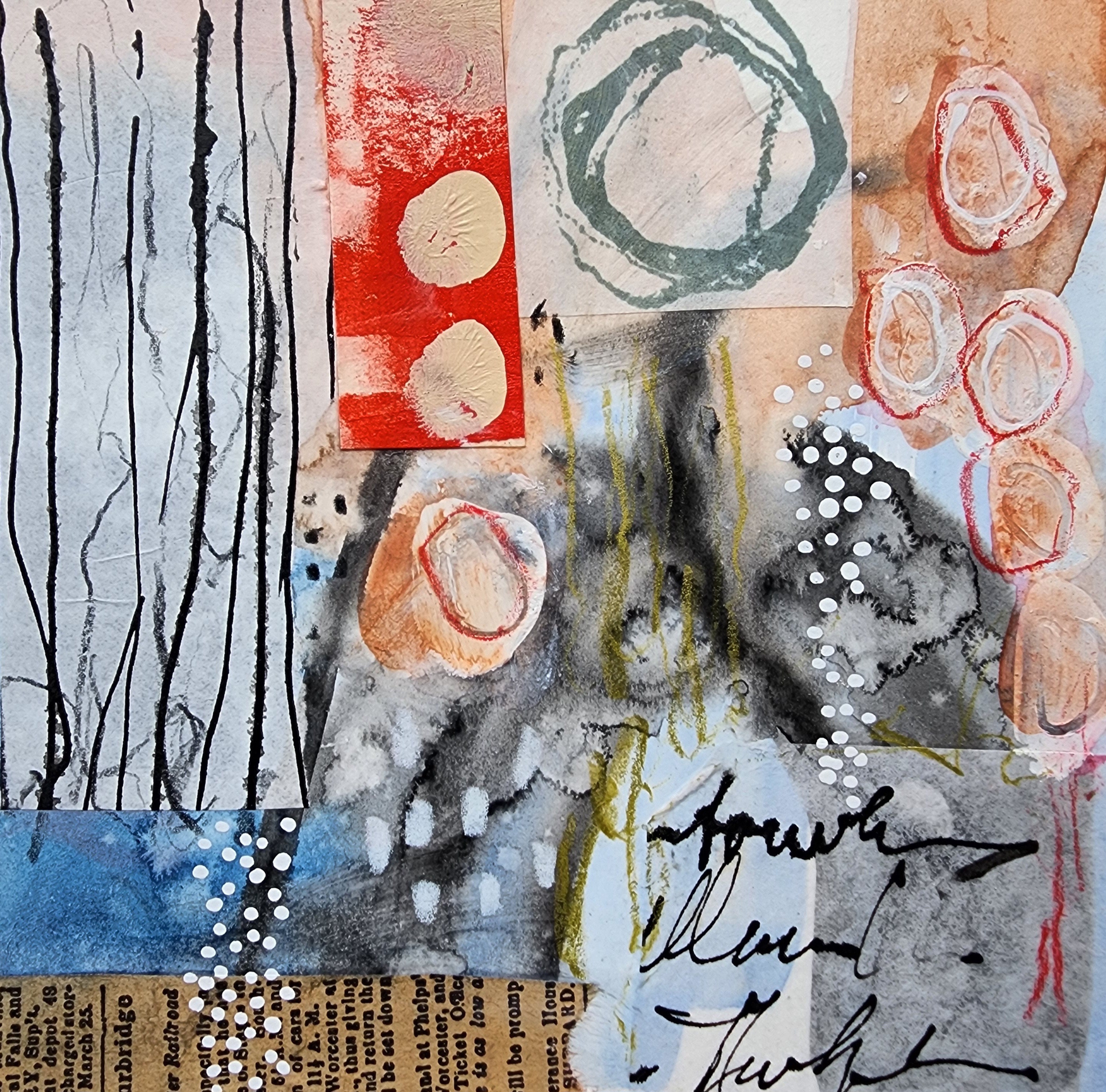 Abstract Collage Art on Paper No 4 Original Watercolour Mixed - Etsy