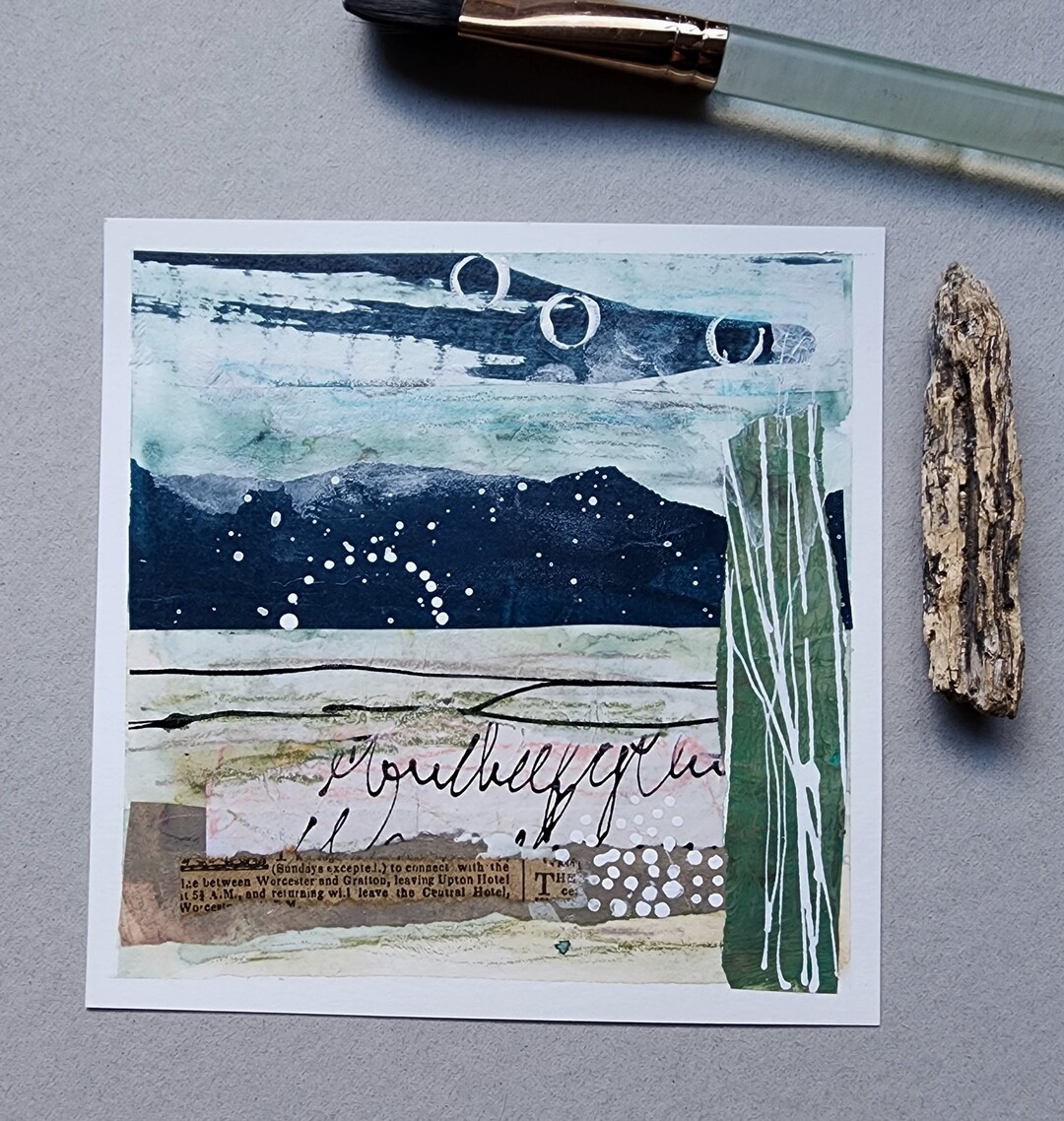 Original Abstract Collage Landscape Art No 1, Watercolour Art on Paper ...