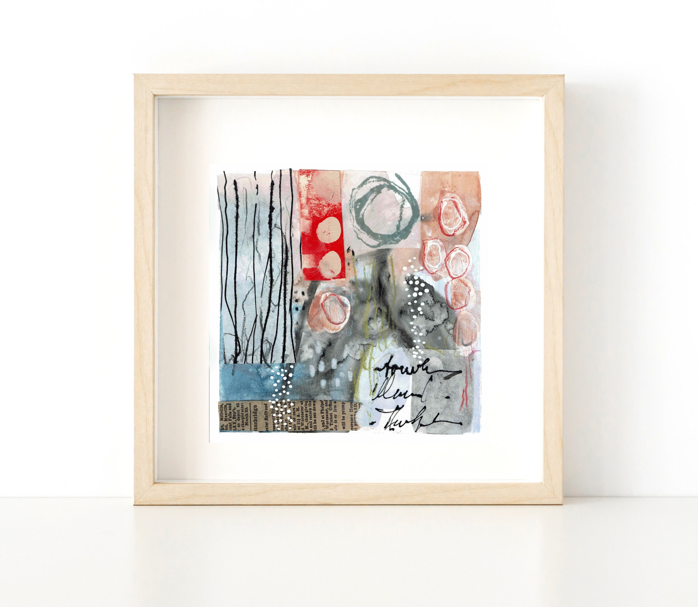 Abstract Collage Art on Paper No 4 Original Watercolour Mixed - Etsy