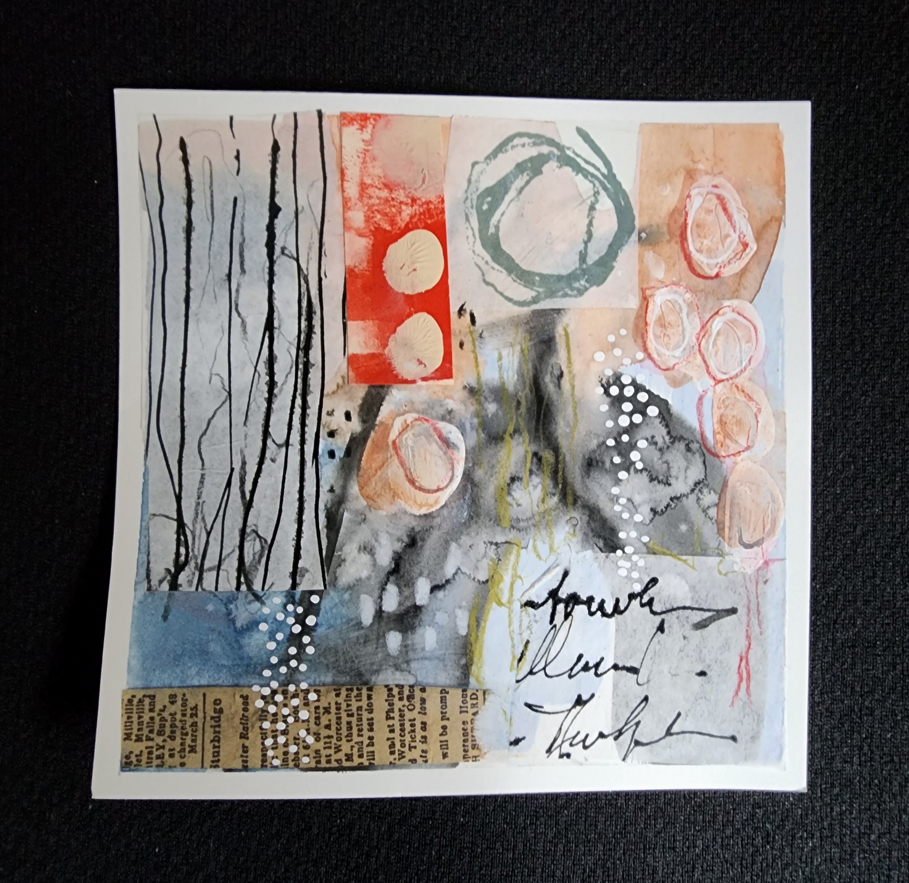 Abstract Collage Art on Paper No 4 Original Watercolour Mixed - Etsy