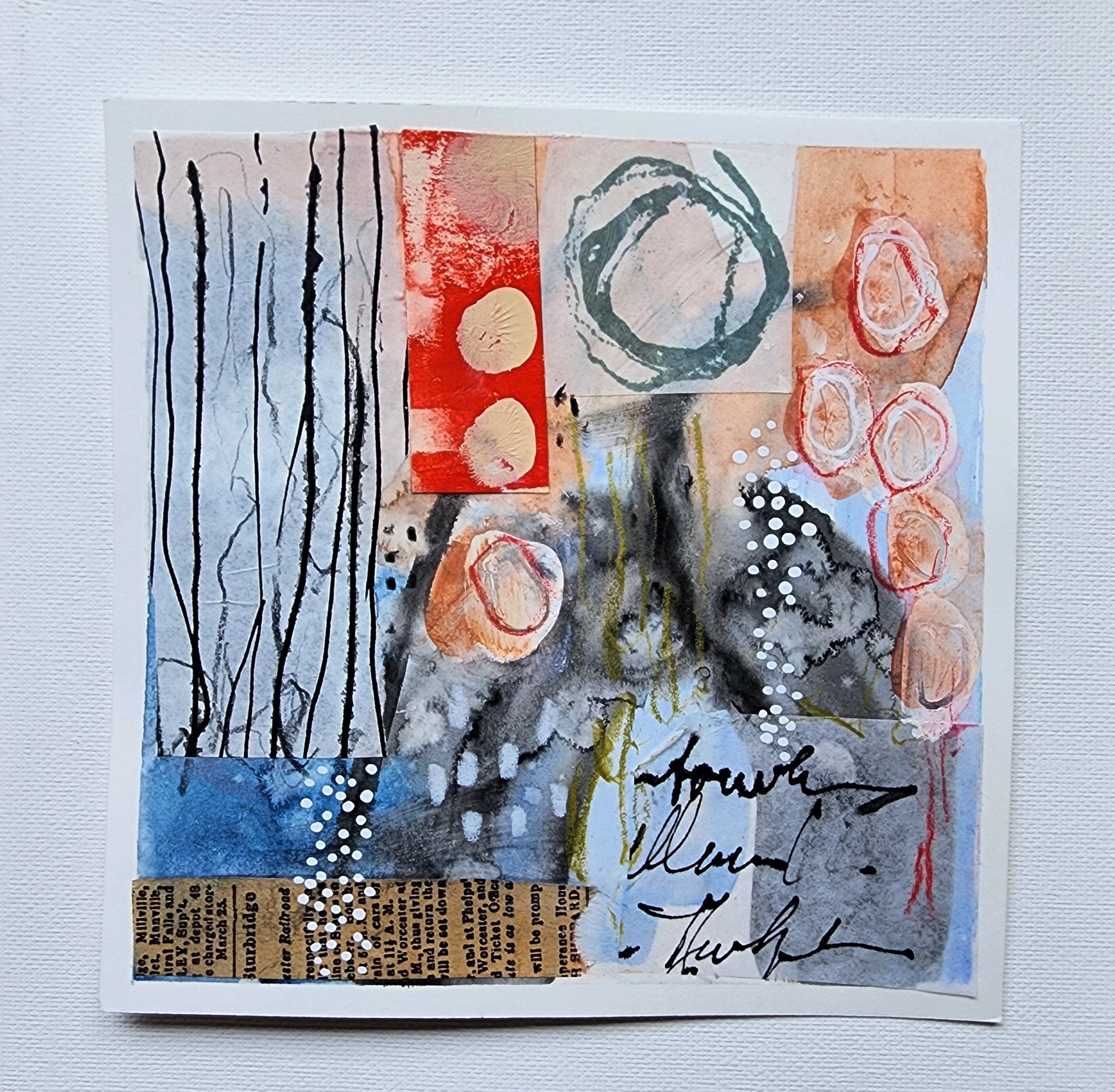 Abstract Collage Art on Paper No 4 Original Watercolour Mixed - Etsy