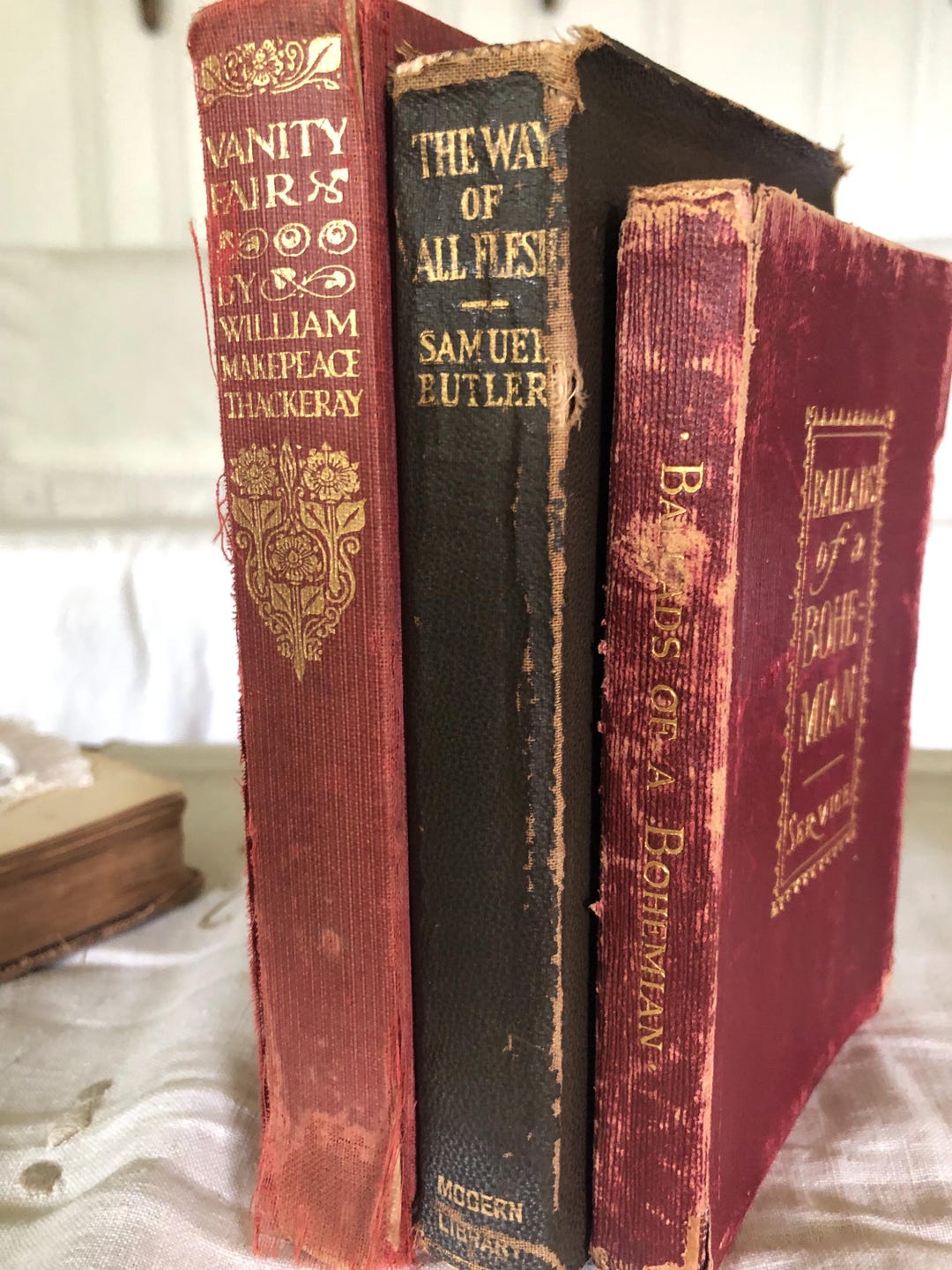 Small Antique Book Stack, Red - Etsy