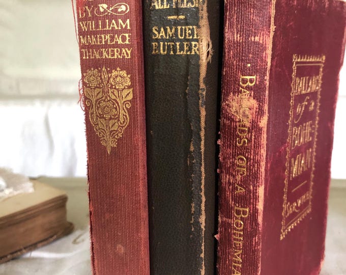 Small Antique Book Stack, Red - Etsy