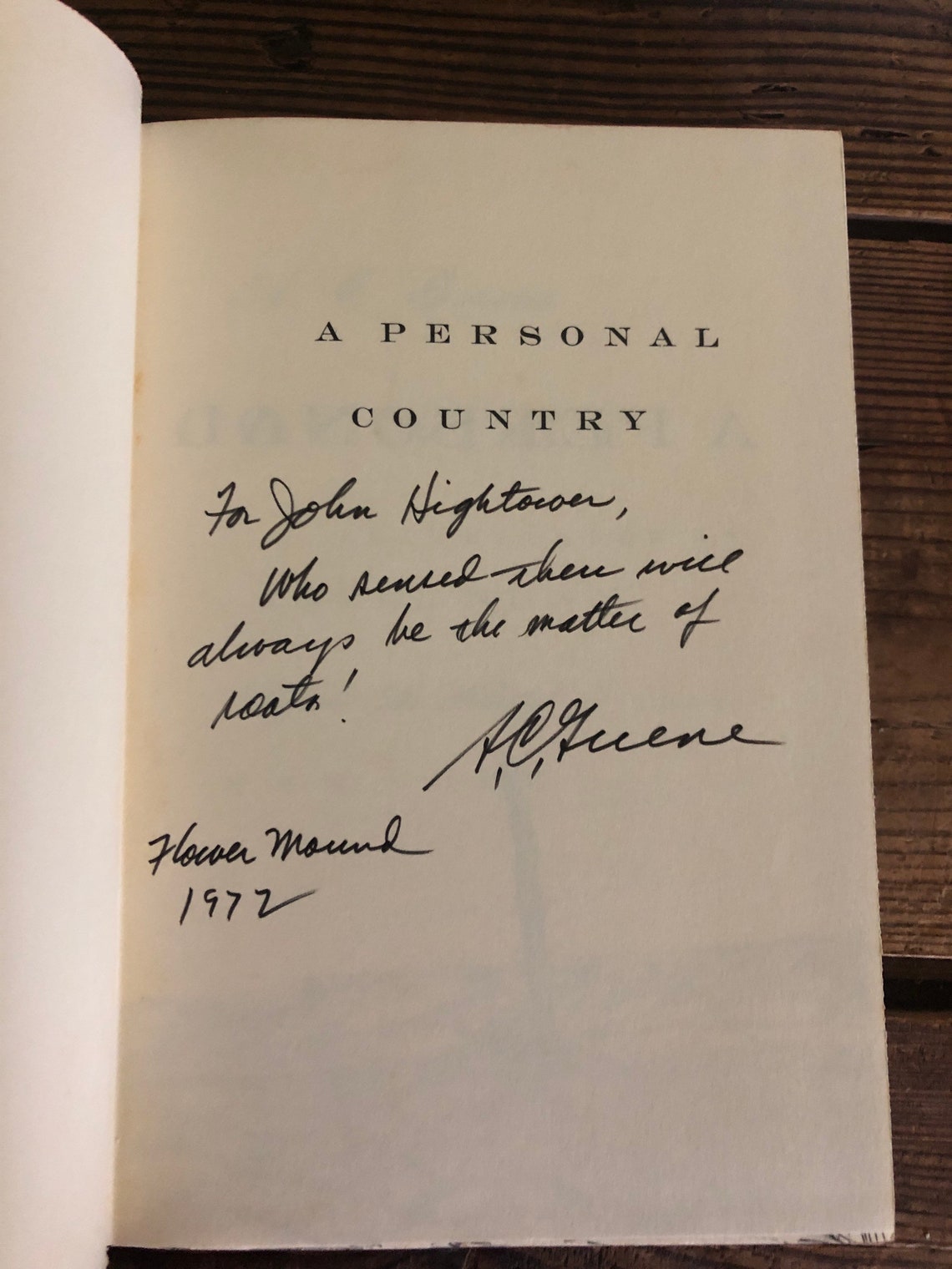 1969 A Personal Country by A. C. Greene SIGNED First Edition Book - Etsy