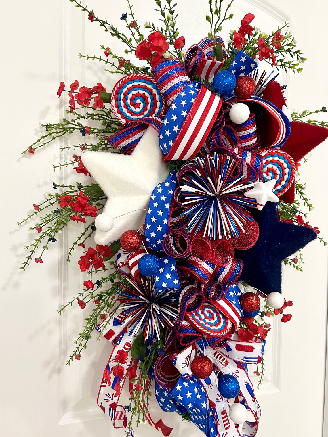 Patriotic Swag, Patriotic Decor, Red, White and Blue Swag, Patriotic ...
