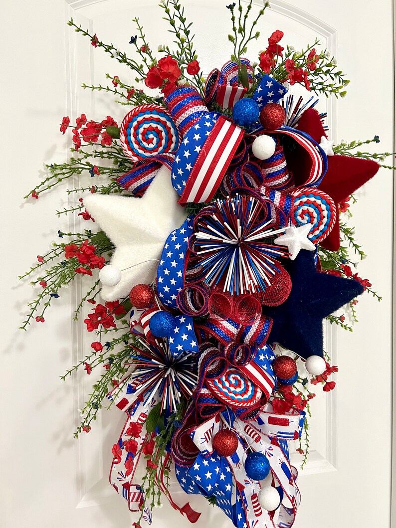 Patriotic Swag, Patriotic Decor, Red, White and Blue Swag, Patriotic ...