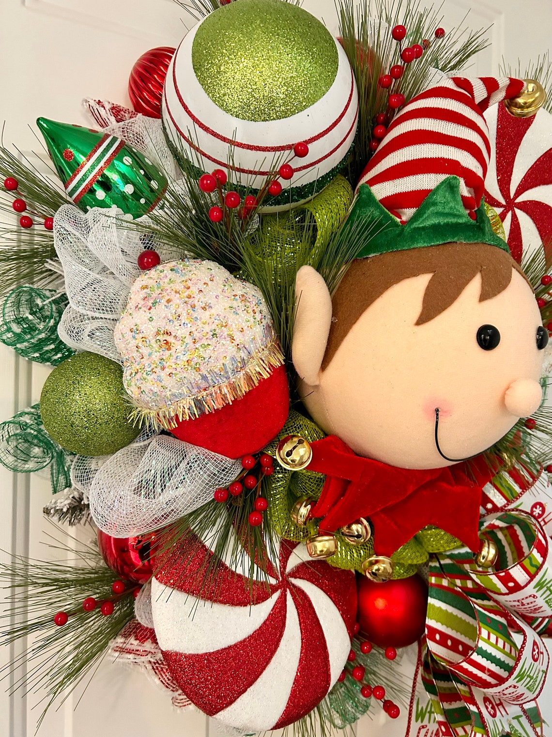 Christmas Elf Wreath, Christmas Wreath, Elf Wreath, Christmas Décor ...