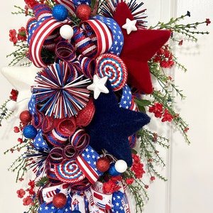 Patriotic Swag, Patriotic Decor, Red, White and Blue Swag, Patriotic ...