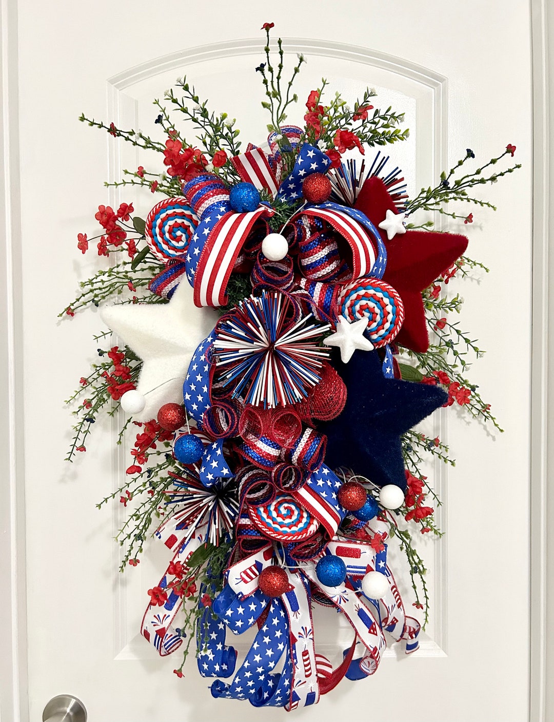 Patriotic Swag, Patriotic Decor, Red, White and Blue Swag, Patriotic ...