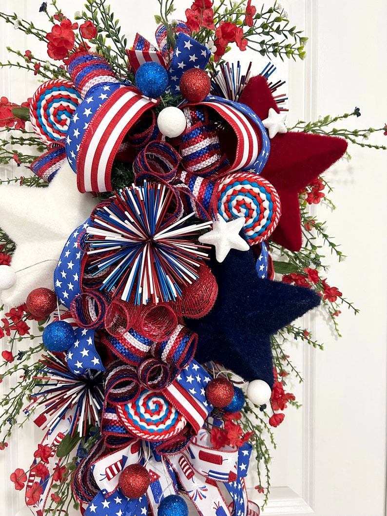 Patriotic Swag, Patriotic Decor, Red, White and Blue Swag, Patriotic ...