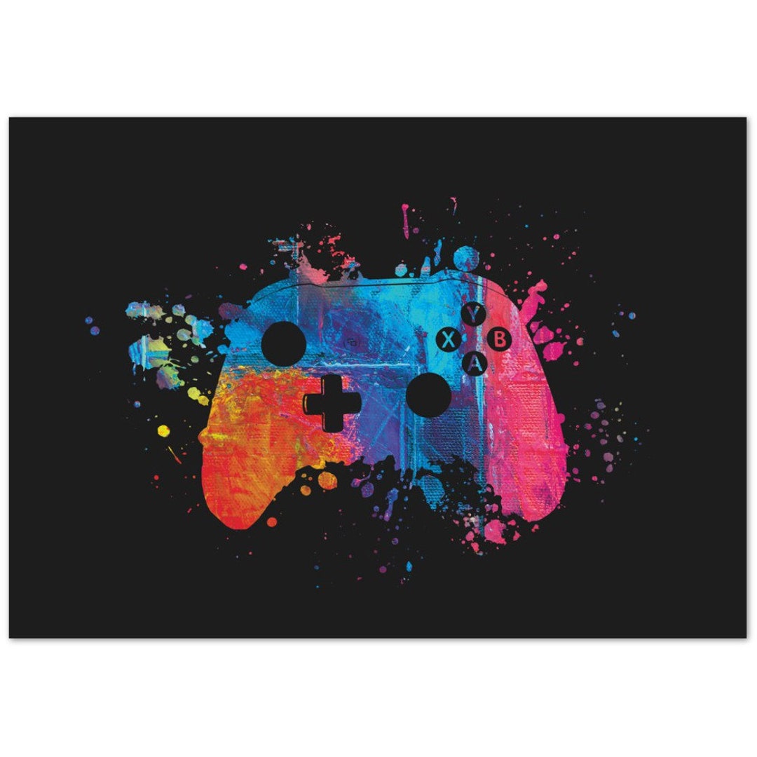 Xbox Controller Wall Art Print | Colorful Splatter Art | Game Room Art ...