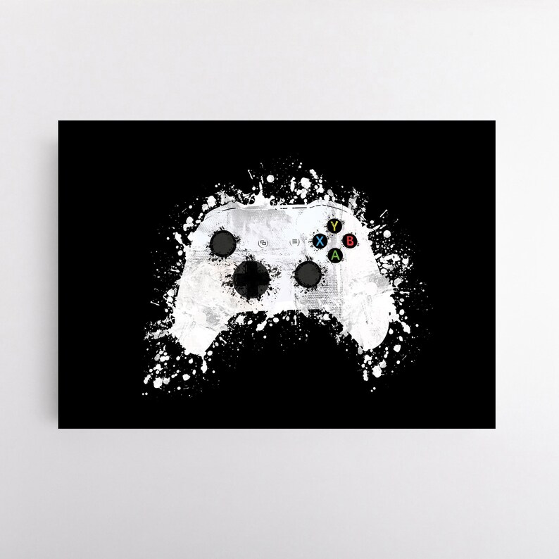 Xbox Controller Wall Art Print | White Splatter Art | Game Room Art ...