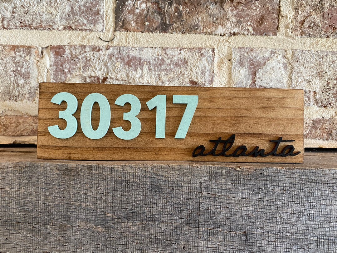 Zip Code Sign in a Variety of Colors: Hand Painted, City Wood Decor - Etsy