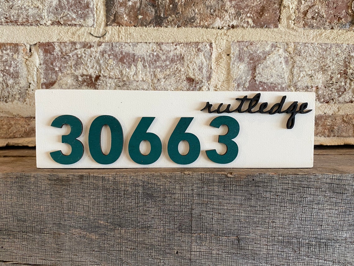 Zip Code Sign in a Variety of Colors: Hand Painted, City Wood Decor - Etsy