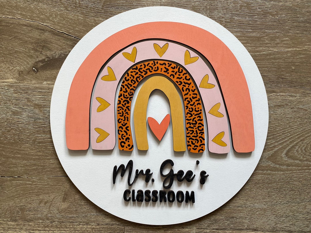 Personalized Teacher Classroom Sign, Classroom Sign for Teachers, Round ...