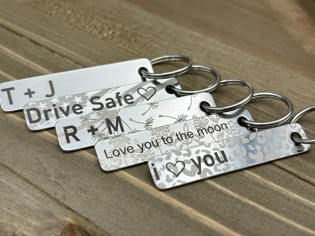 Personalized Stainless Steel Keychain: Engraved Two-sided - Etsy