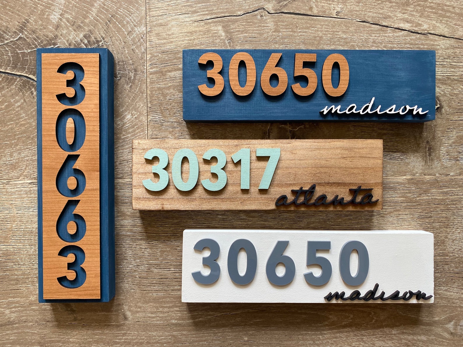 Zip Code Sign in a Variety of Colors: Hand Painted, City Wood Decor - Etsy