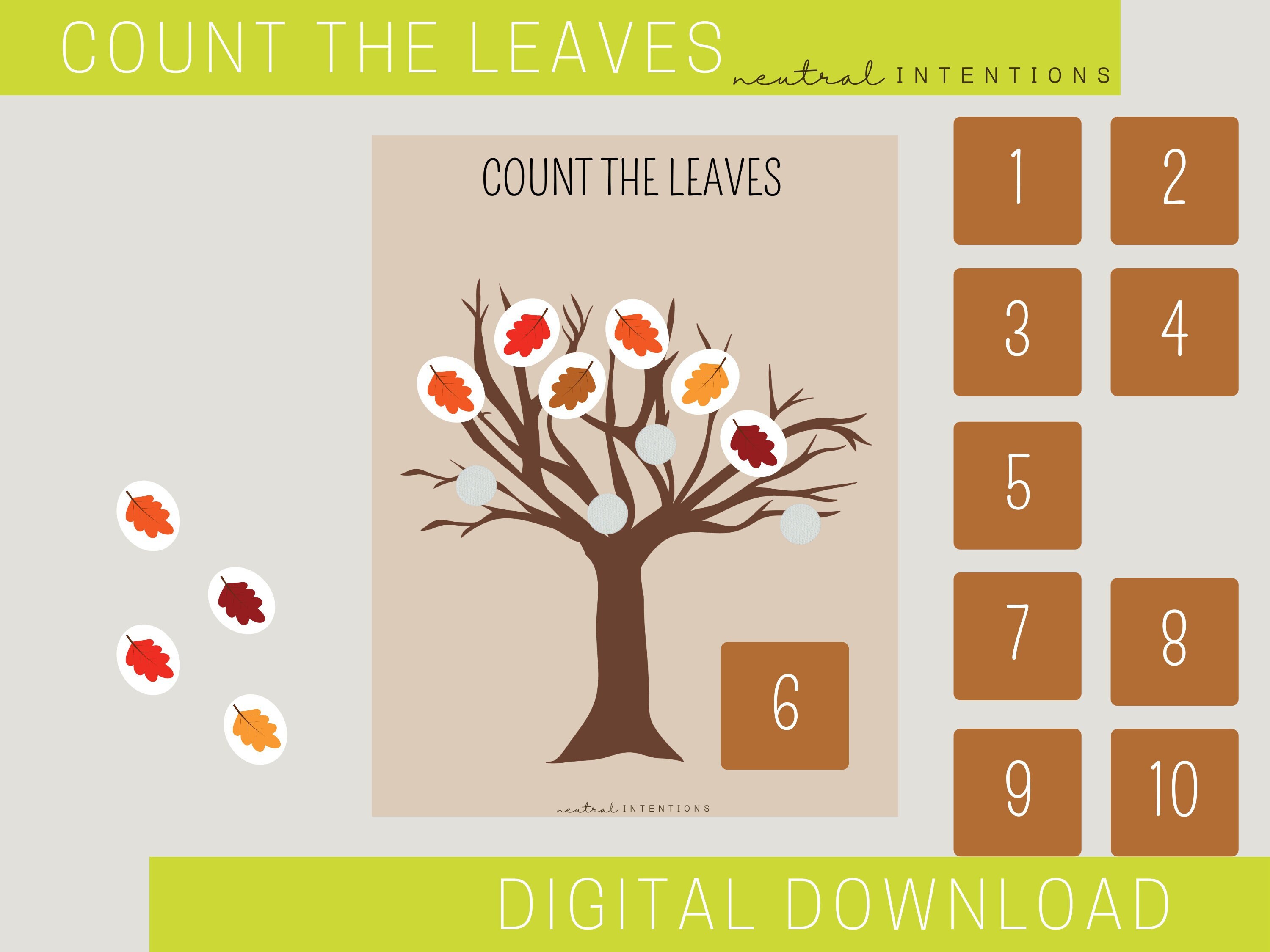 Fall Counting 1-10 Activity | Preschool | Homeschool Learning | Number ...