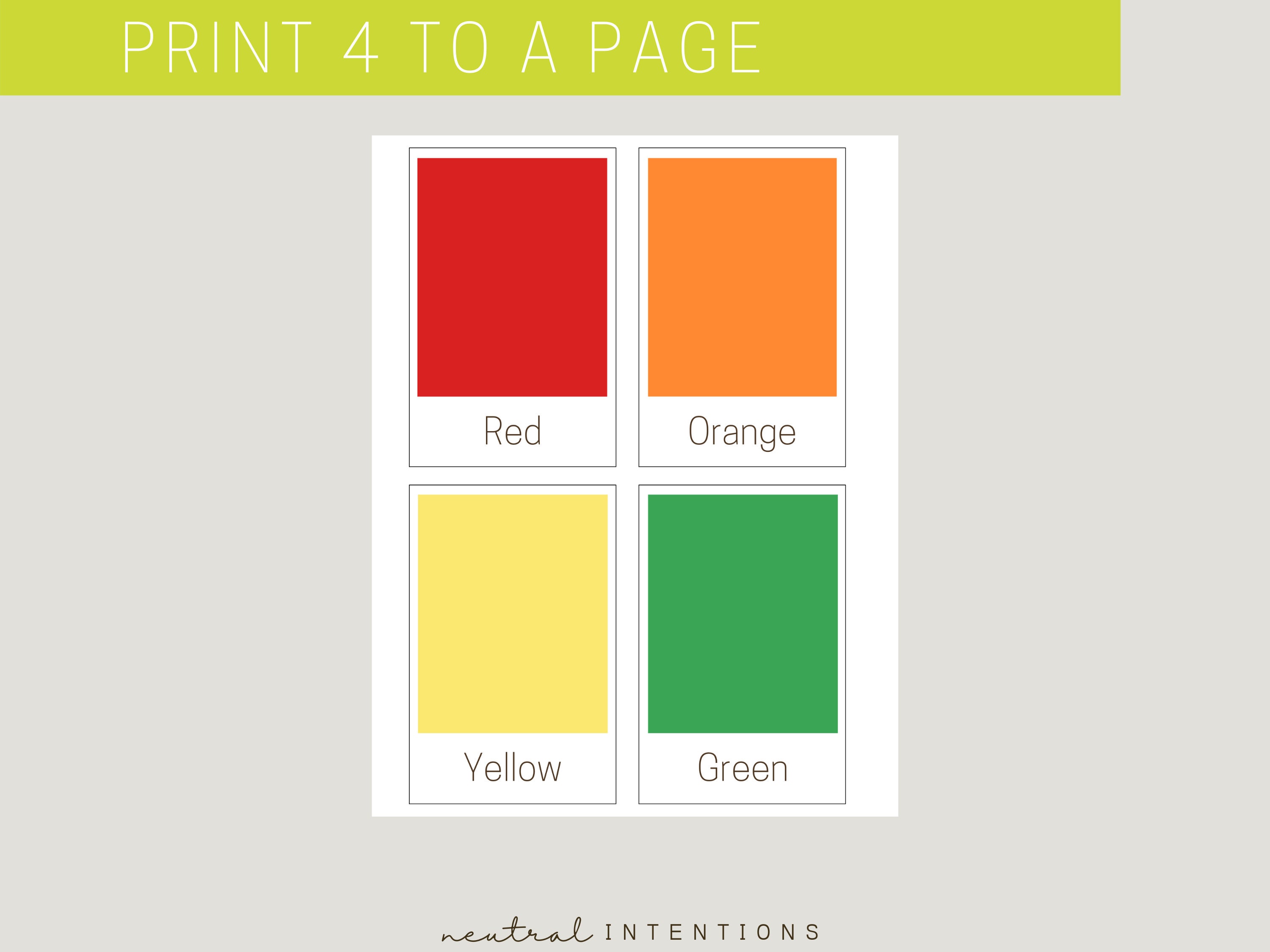 Minimal Color Flashcards | Printable | Montessori | Preschool Home ...
