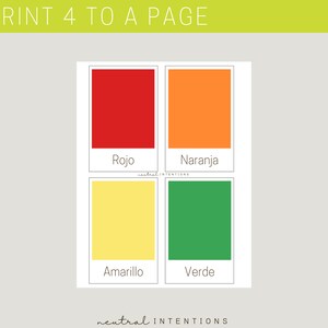 SPANISH Minimal Color Flashcards | Printable | Montessori | Preschool ...