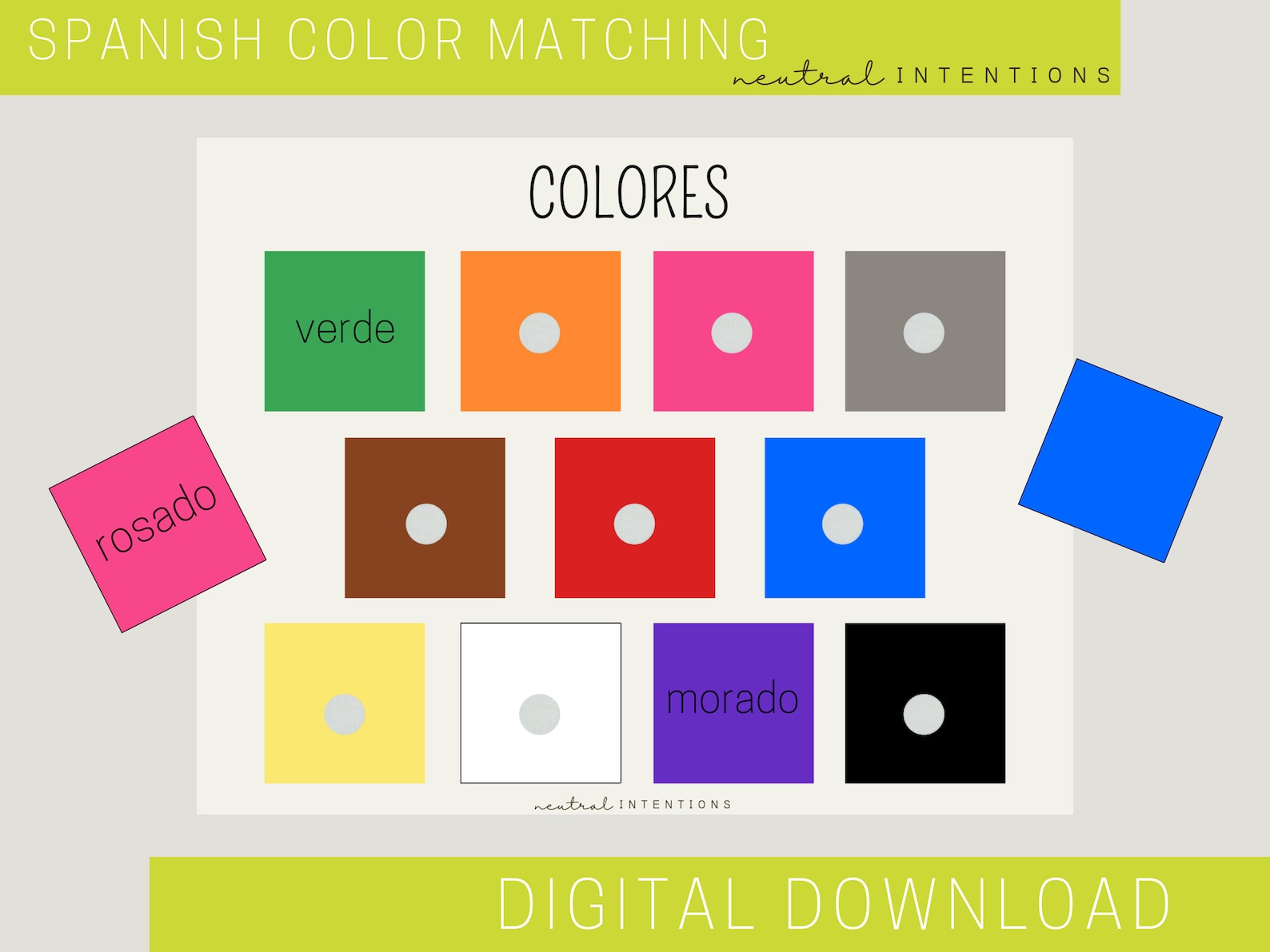 SPANISH Color Matching Game | Toddler Preschool Activity | Printable ...